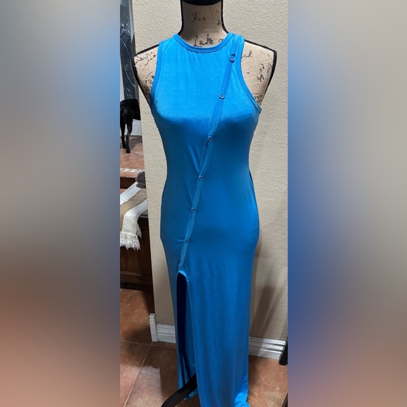 PrettyLittleThing | Dresses | Pretty Little Thing Blue Sleeveless Maxi ...